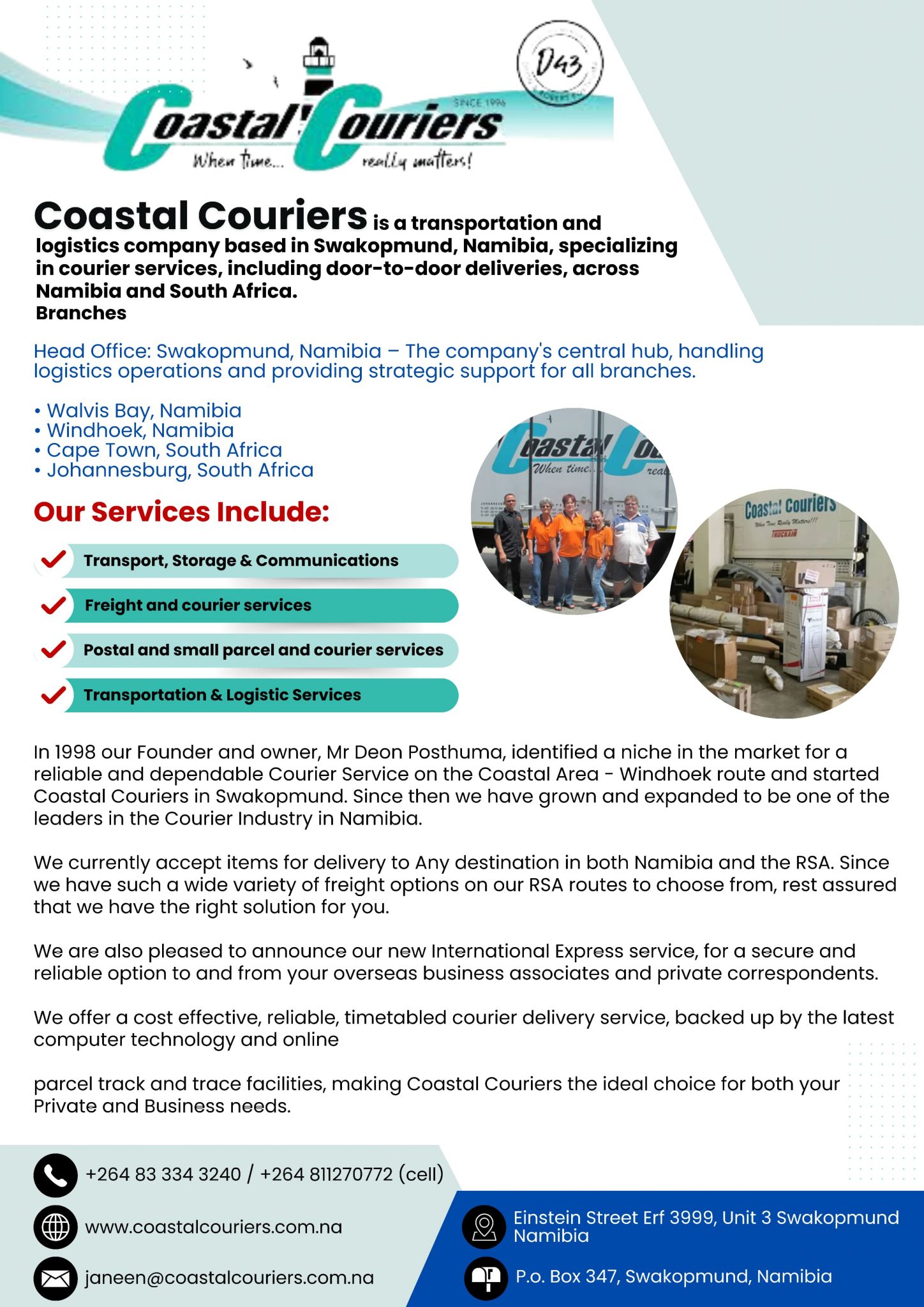 Coastal Couriers cc - Telecom Africa Online